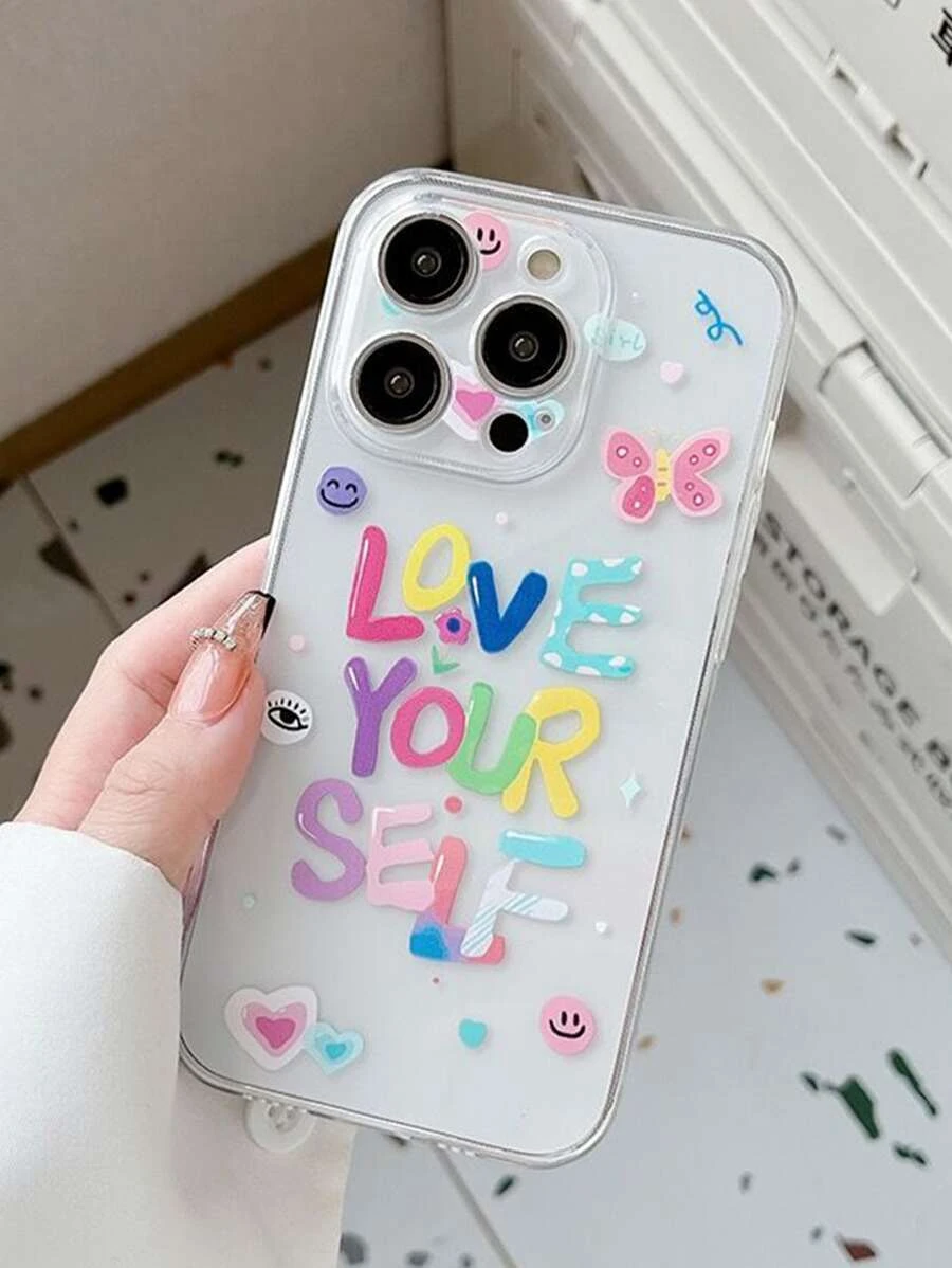 Slogan Graphic Clear Phone Case | SHEIN USA