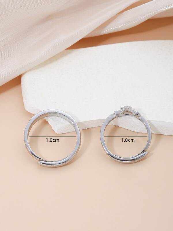 2pcs/set Couple Textured Metal Ring | SHEIN USA