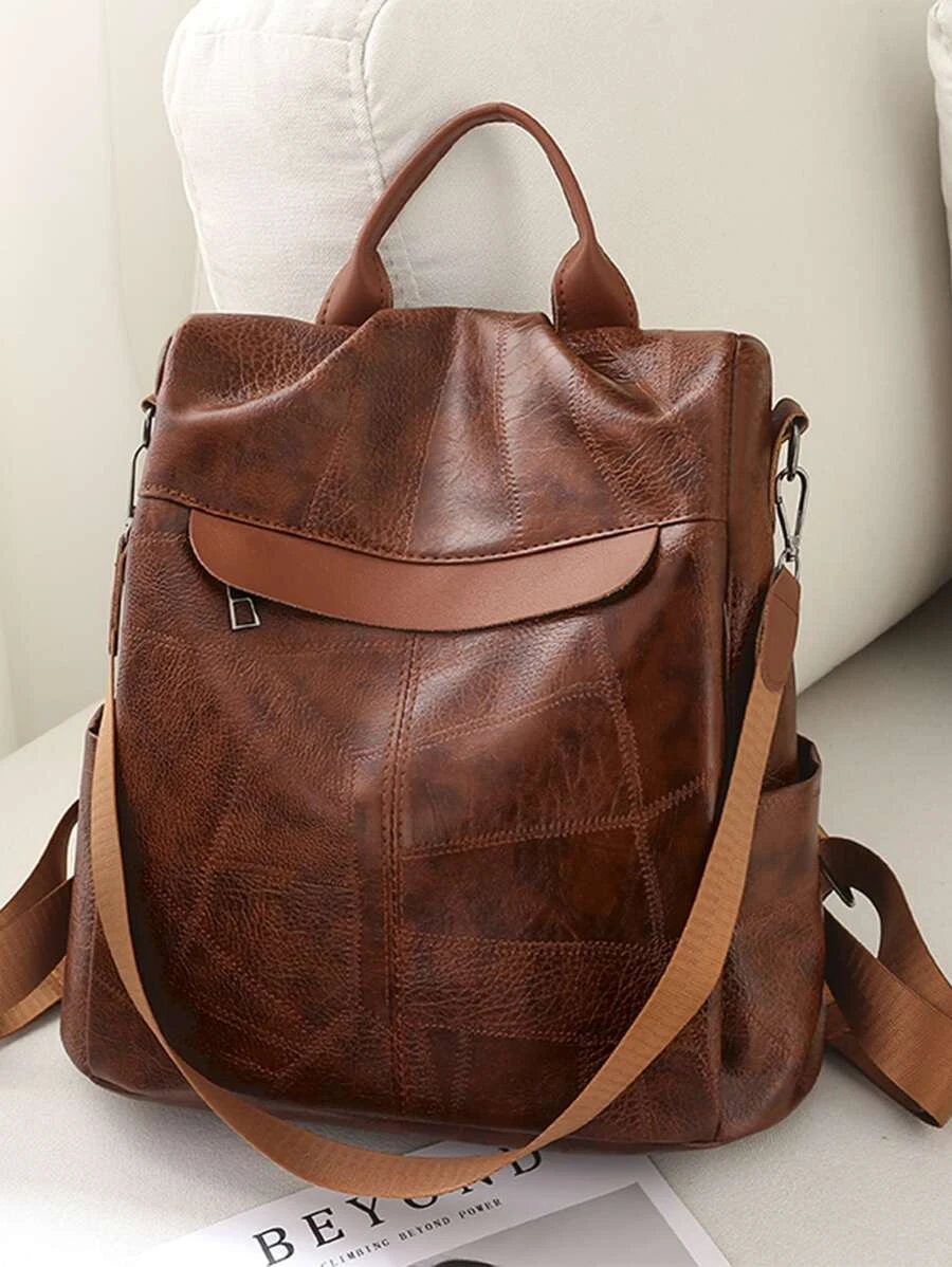 Textured Zip Front Backpack for Women, Rookies & White-collar Workers ...