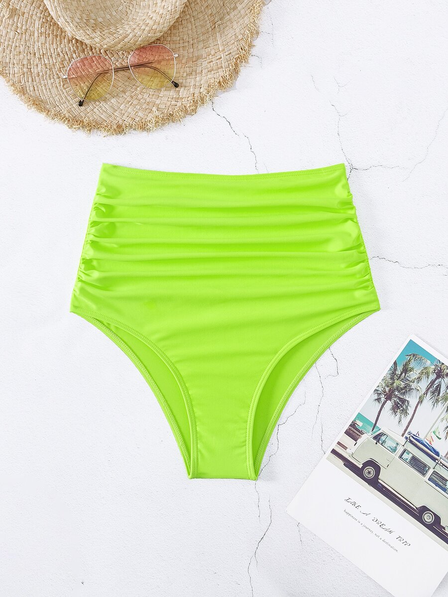 SHEIN Swim Summer Beach Ruched Neon Bikini Bottom Bathing Suit | SHEIN USA