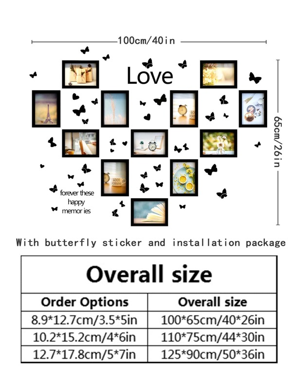 12pcs/set PS Photo Frame With Inner Paper & Butterfly Sticker ...
