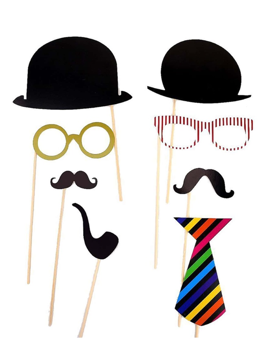 58pcs/set Paper Photobooth Prop, Hat & Glasses Design Party Decoration ...