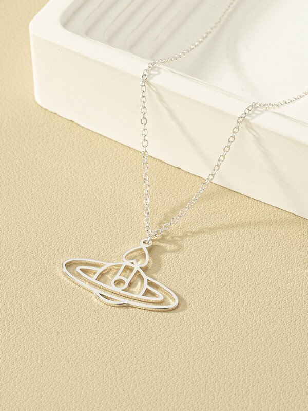 Heart Decor Planet Charm Necklace | SHEIN UK