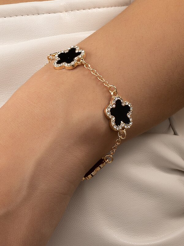 Rhinestone Flower Decor Bracelet | SHEIN USA
