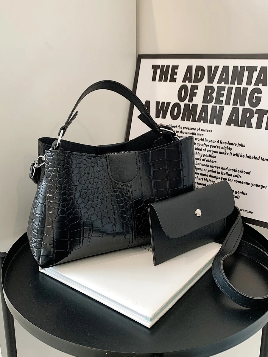 Fashionable,Minimalist,Casual,Crocodile Emb For Girl, Teen Girlsossed ...