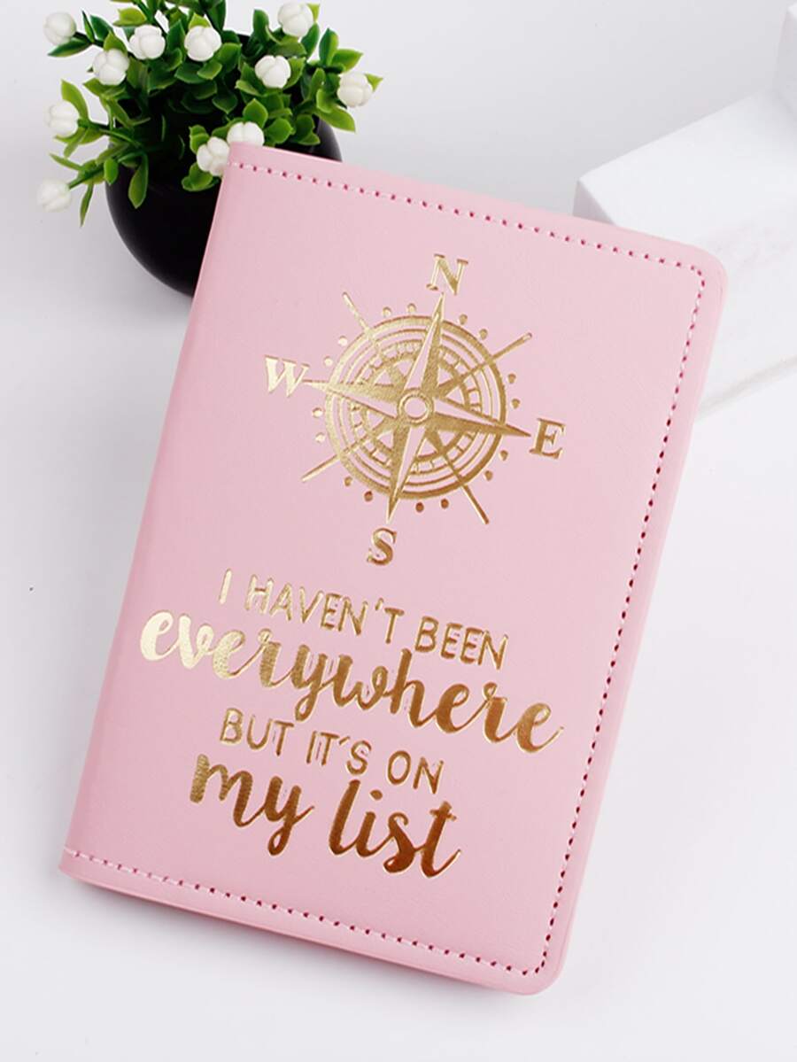 Metallic Compass Graphic Passport Case | SHEIN USA