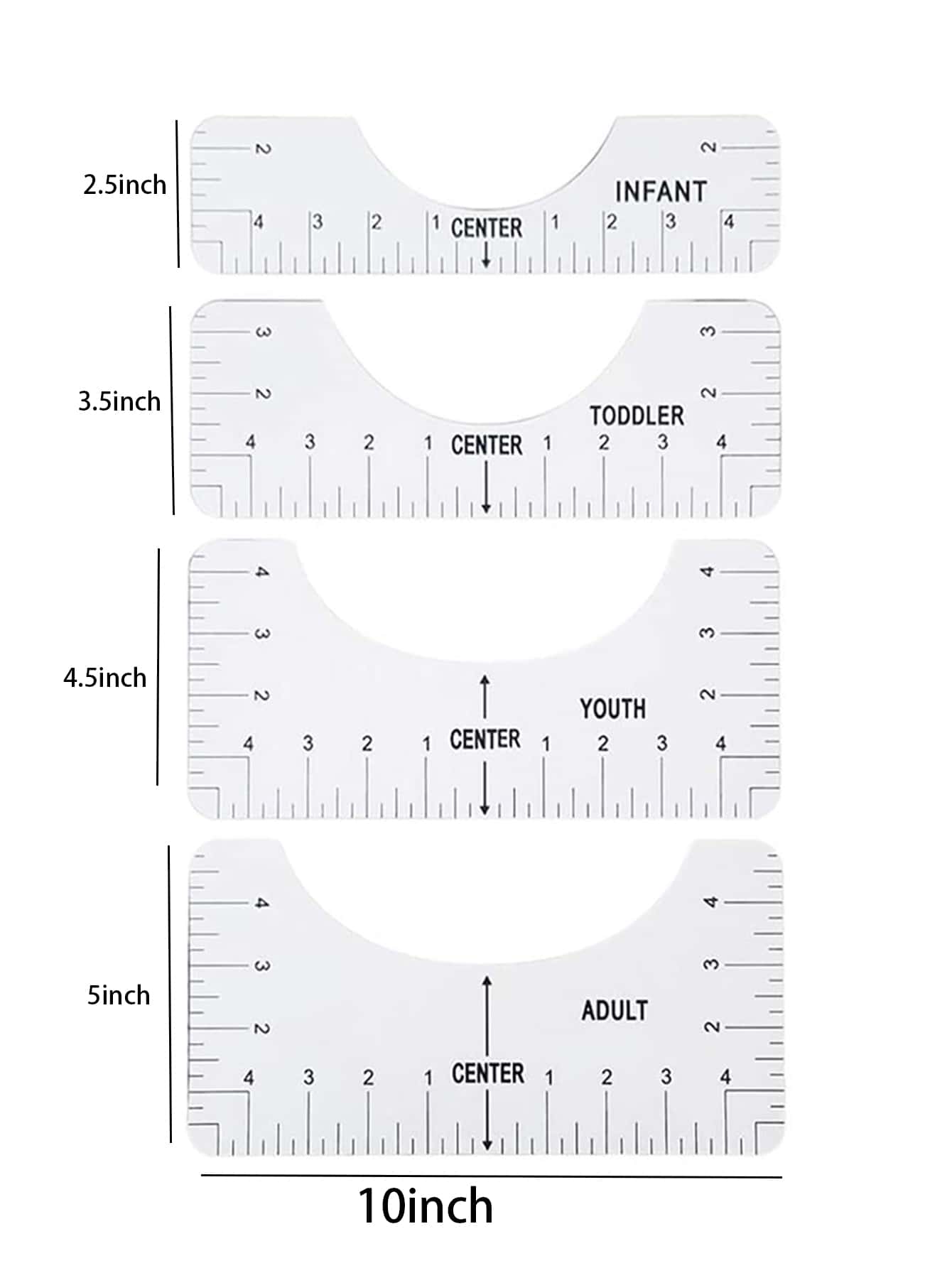 4pcs Set Pvc T Shirt Ruler Guide Alignment Tool Alignment Tool To