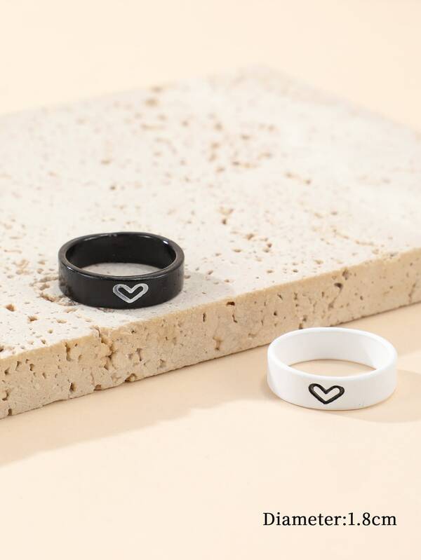 2pcs/set Couple Heart Pattern Ring | SHEIN USA