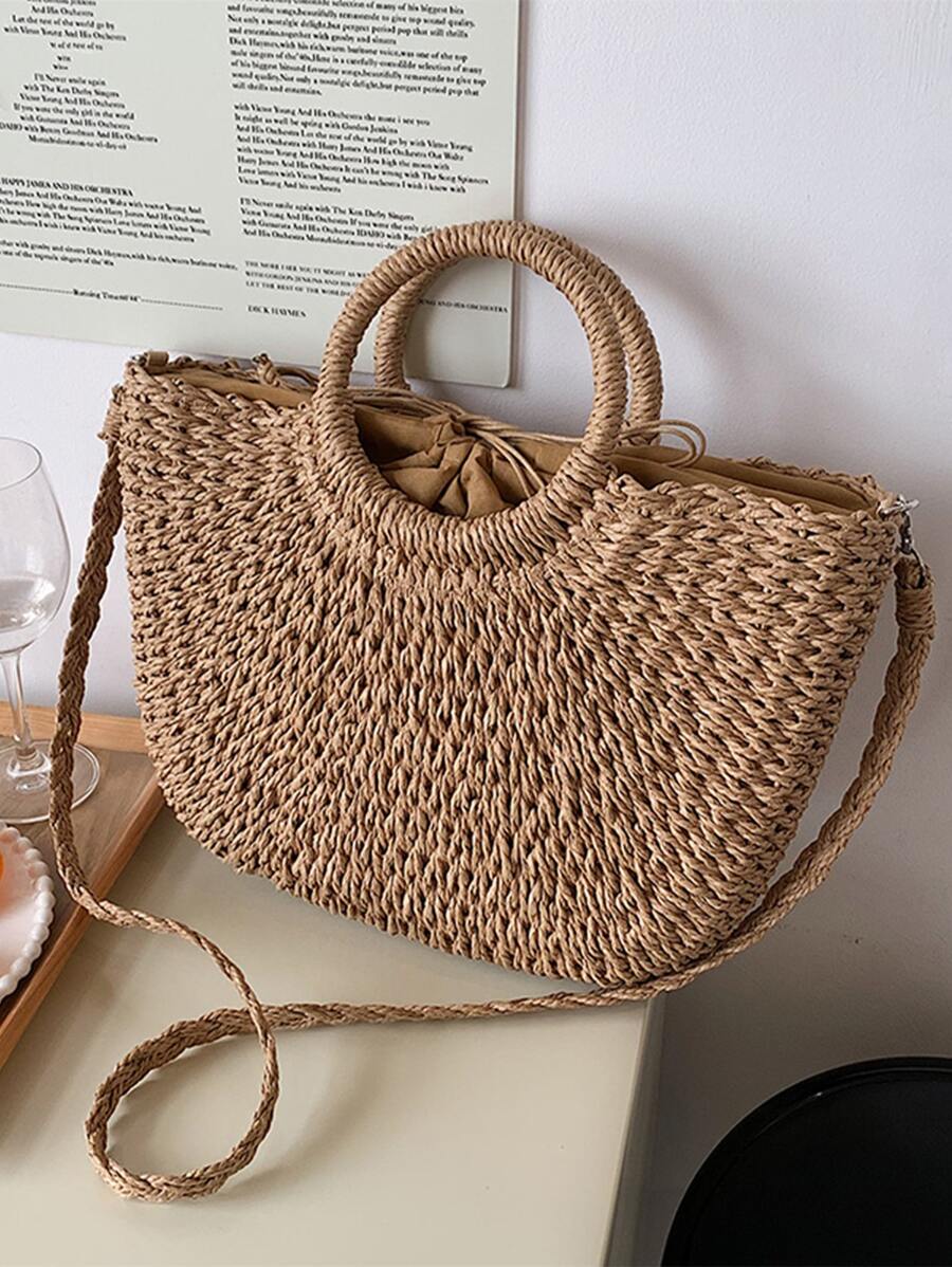 Minimalist Straw Bag,Perfect For Summer Beach Travel Vacation | SHEIN USA