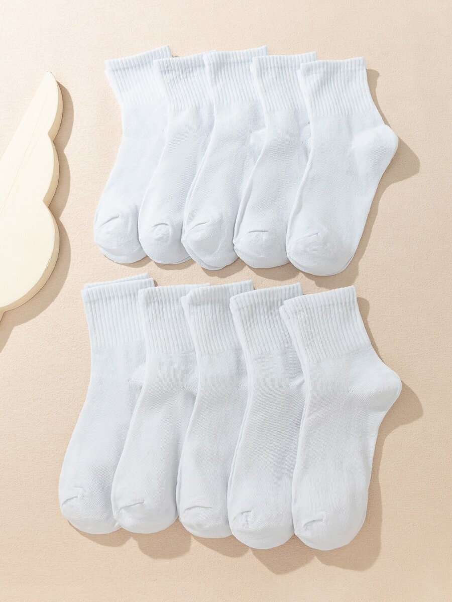 10pairs Men Solid Crew Socks | SHEIN USA
