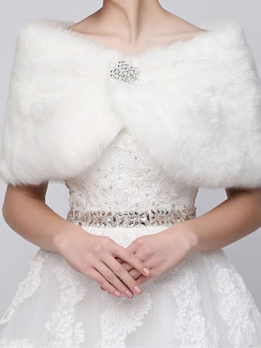 Rhinestone Decor Fuzzy Wedding Wrap | SHEIN USA