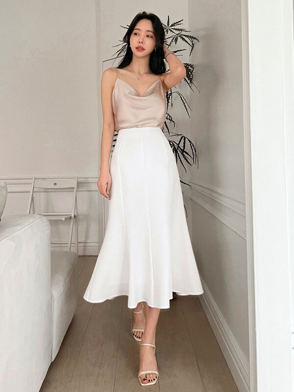 DAZY High Waist Solid Mermaid Hem Skirt | SHEIN USA