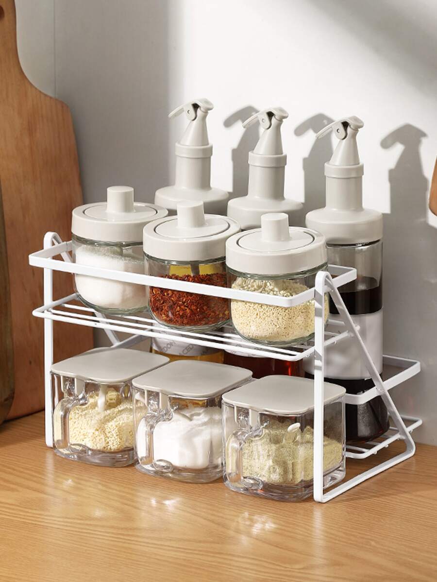 1pc Iron Spice Rack, Minimalist White Kitchen Storage Rack For Kitchen ...