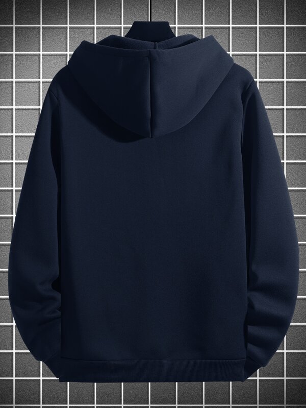 Manfinity Hypemode Men Slogan Graphic Drop Shoulder Drawstring Zipper Thermal Lined Hoodie ...