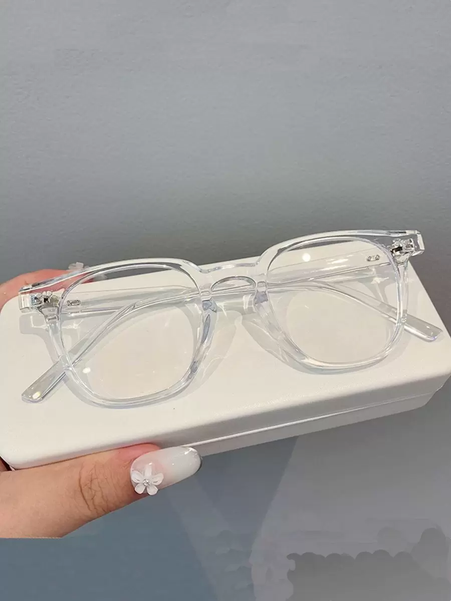 1pc Women's Transparent Small Frame Nails On Flat Lens Glasses | SHEIN UK