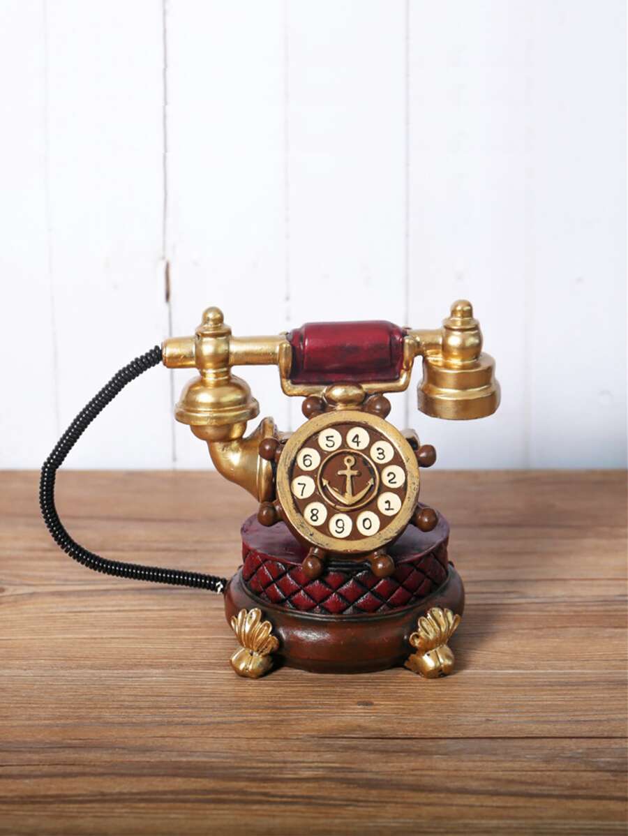 1pc Polyresin Decorative Telephone, Retro Decorative Phone Model For ...