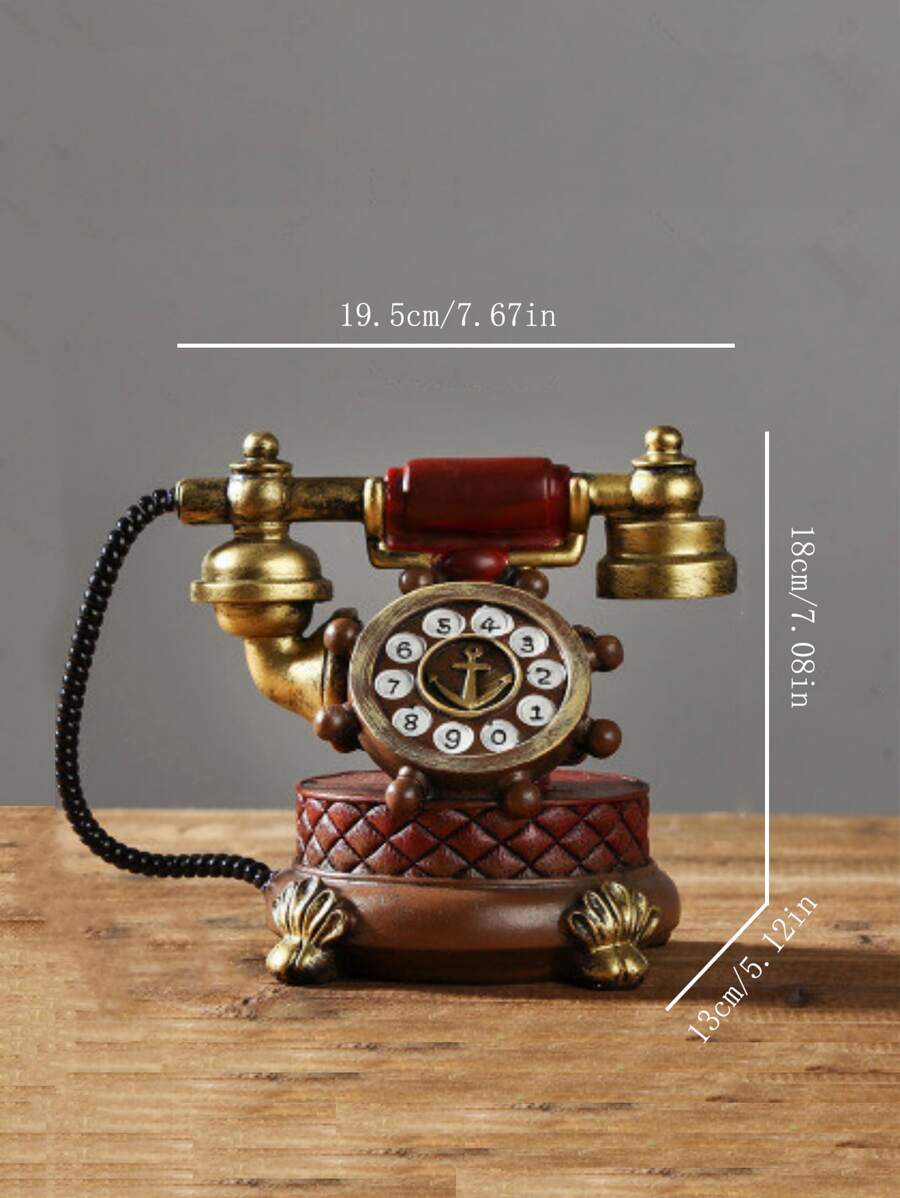 1pc Polyresin Decorative Telephone, Retro Decorative Phone Model For ...