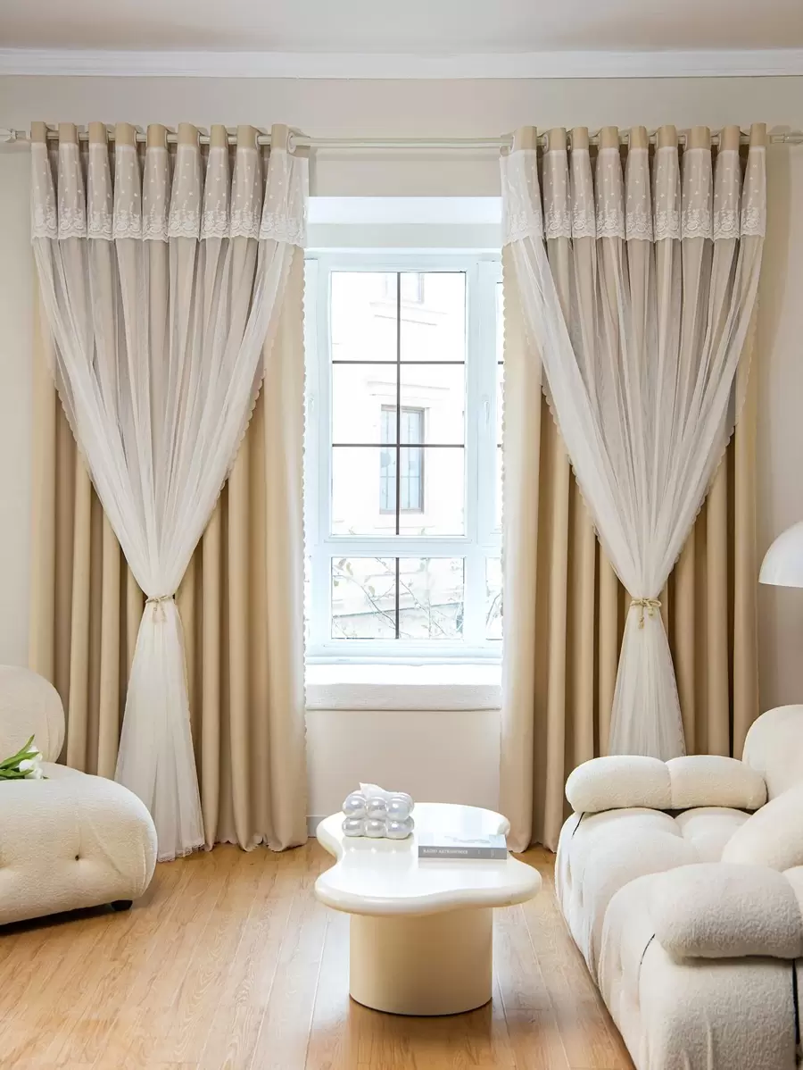 Polyester Single Panel Curtain, European Style Contrast Lace Single ...