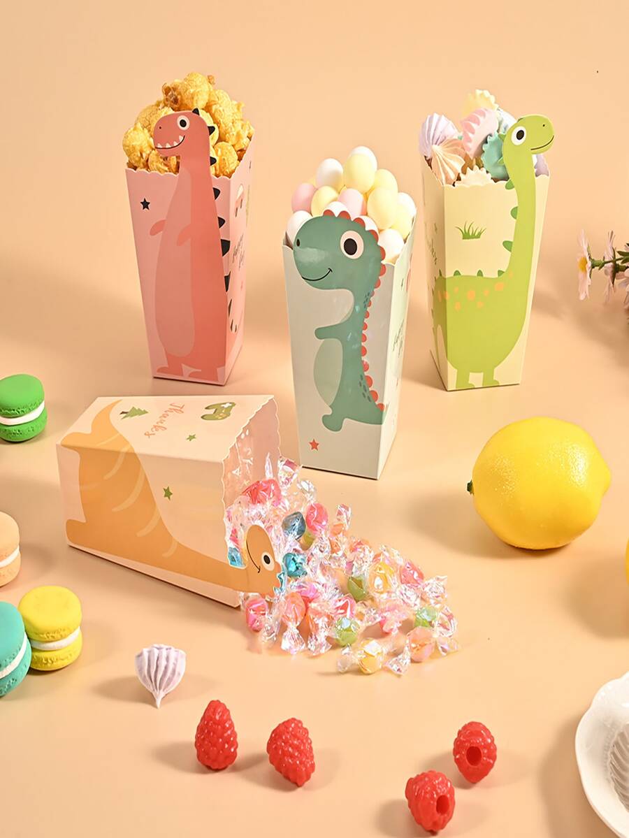 4pcs/set Paper Candy Packaging Box, Cartoon Cute Dinosaur Pattern ...
