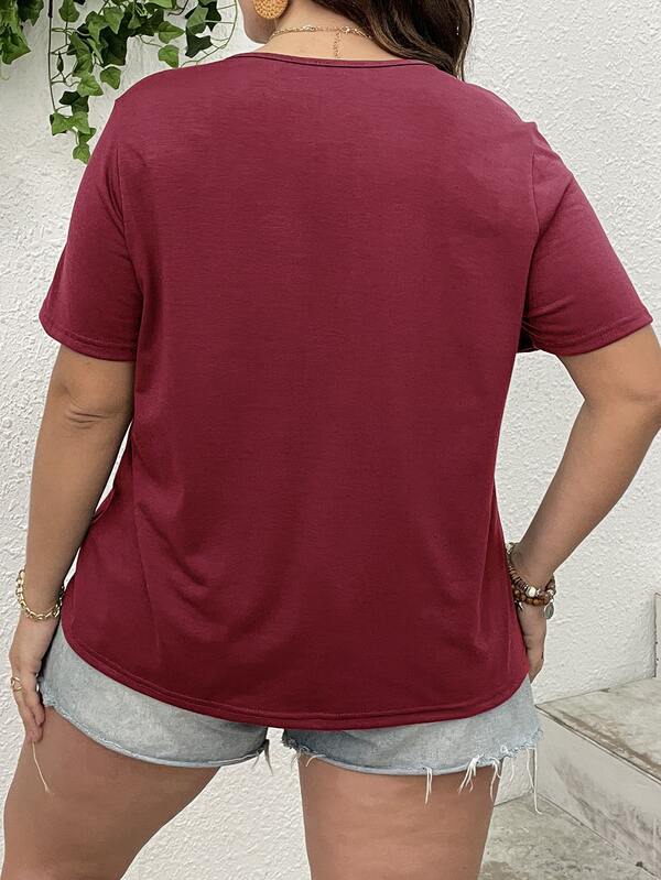 SHEIN LUNE Plus Ladder Cut Out Front Tee | SHEIN USA