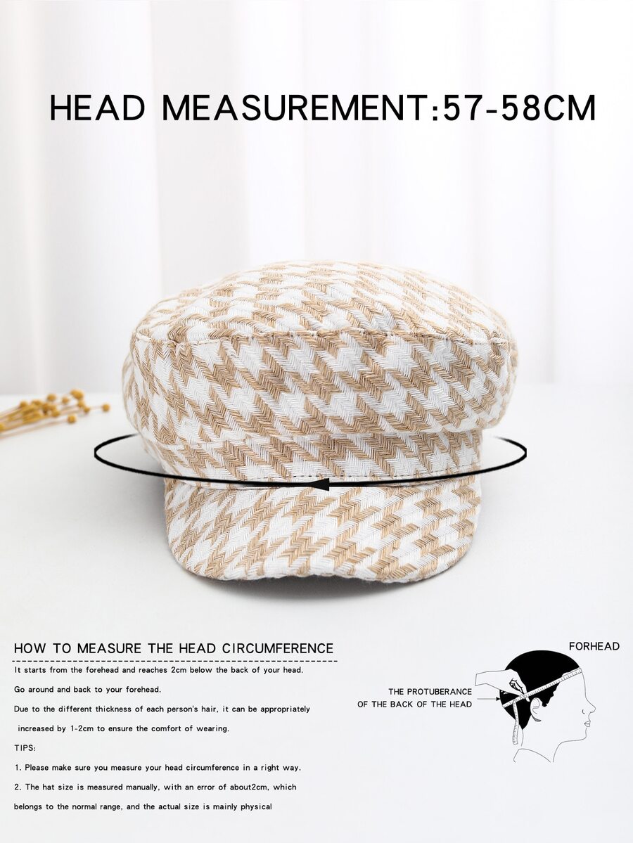 Houndstooth Pattern Baker Boy Cap | SHEIN USA