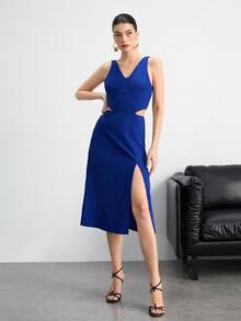 SHEIN BIZwear Cut Out Waist Split Thigh Dress | SHEIN USA