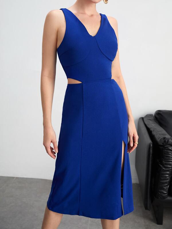 SHEIN BIZwear Cut Out Waist Split Thigh Dress | SHEIN USA