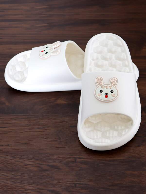 Preppy Indoor Slides For Women, Cartoon Rabbit Pattern Single Band ...