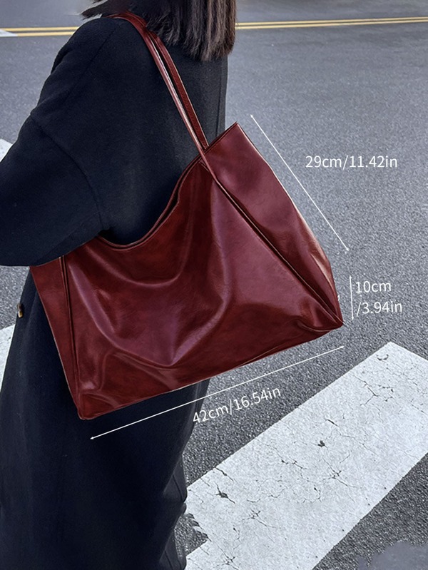 Vintage Retro Minimalist Shoulder Tote Bag | SHEIN UK