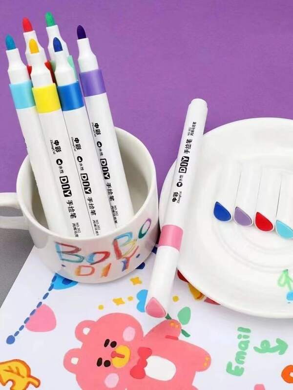 24pcs Mixed Color Marker Pen, Simple Multi-purpose Permanent Marker For ...