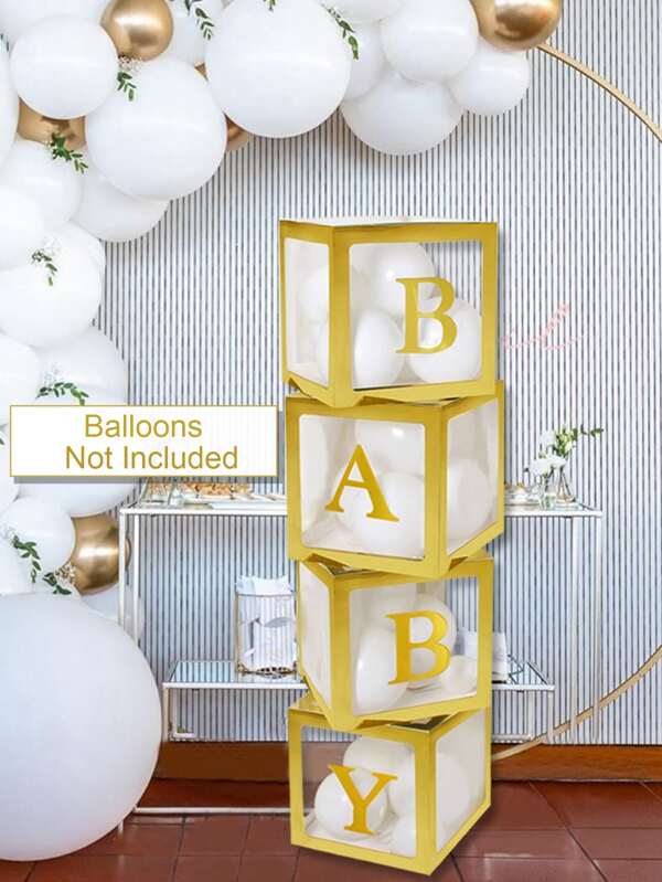 4pcs Paper Balloon Storage Box, Modern Letter Design Balloon Storage ...