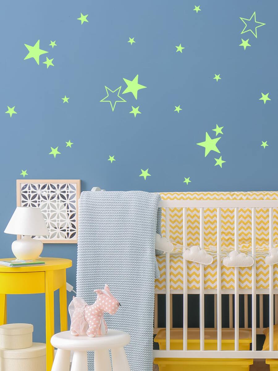 Star Pattern Luminous Wall Sticker, Glow In The Dark Wall Art Decal For ...
