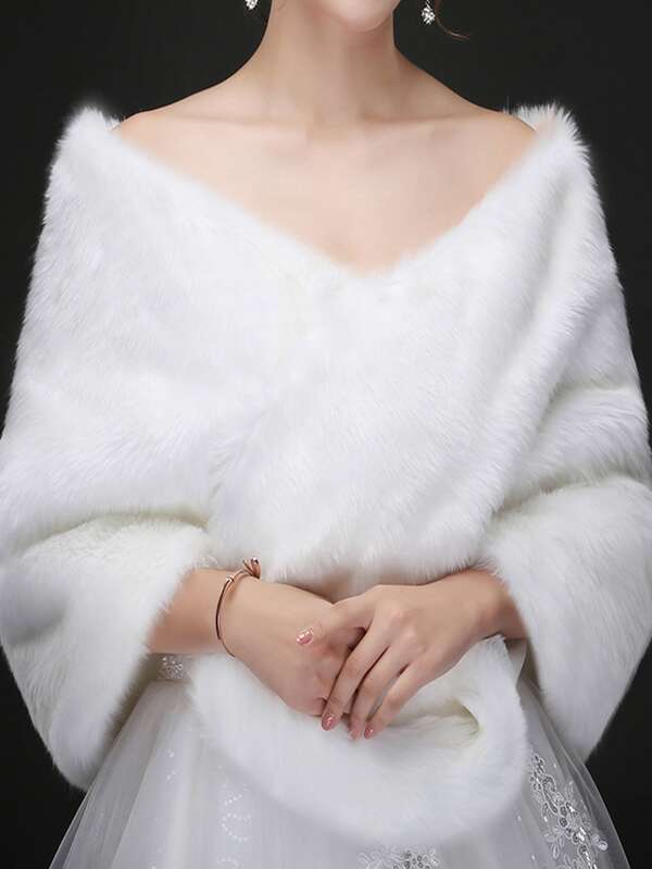 Solid Fuzzy Wedding Wrap | SHEIN USA