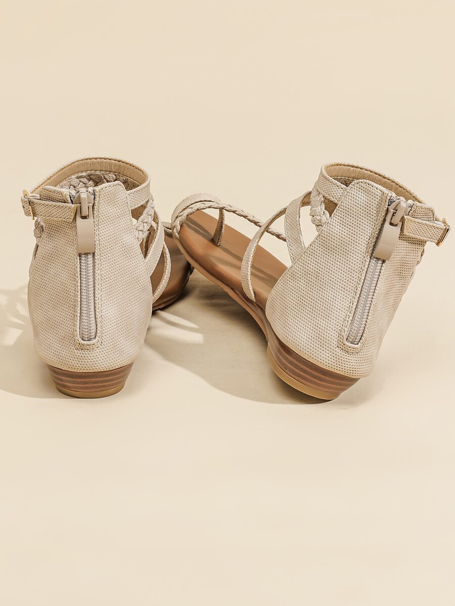 Women Braided Detail Criss Cross Flat Sandals Vacation Outdoor Thong Sandals Shein Eur