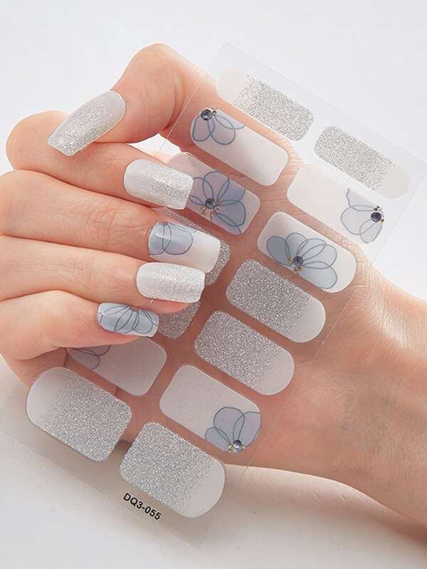 1 feuille Décalque ongle élégant enveloppement complet ongle auto ...