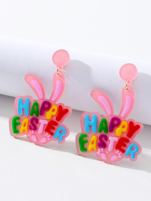 Easter Letter Graphic Cartoon Rabbit Drop Earrings | SHEIN USA