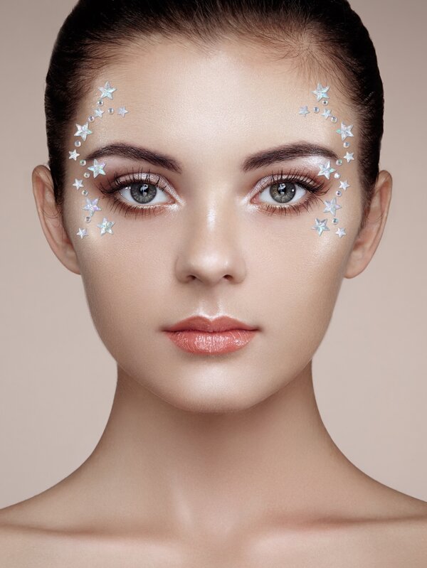 1Pc 3D Stereo Simulation Star Rhinestone Eye Sticker Drill Face Sticker ...