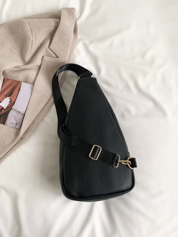 Mini Litchi Embossed Women's Simple Sling Bag, Trendy PU Crossbody Bag ...