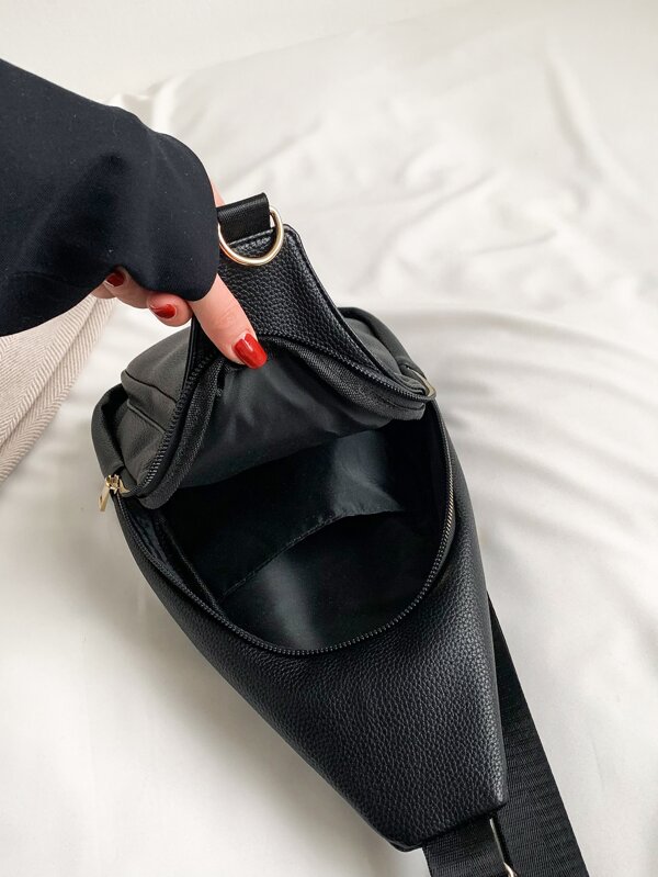 Mini Litchi Embossed Women's Simple Sling Bag, Trendy PU Crossbody Bag ...