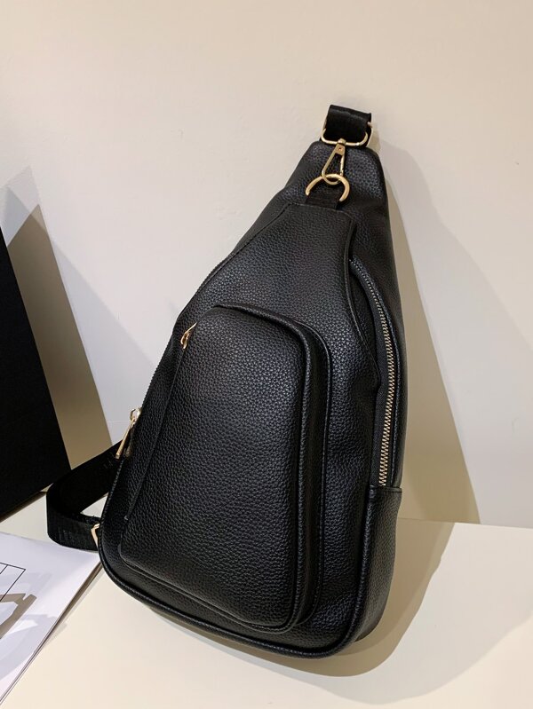 Mini Litchi Embossed Women's Simple Sling Bag, Trendy PU Crossbody Bag ...