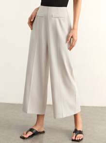 SHEIN BIZwear Wide Leg Cropped Pants Workwear | SHEIN USA
