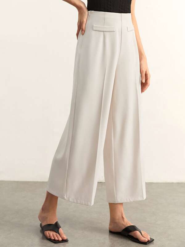 SHEIN BIZwear Wide Leg Cropped Pants Workwear | SHEIN USA