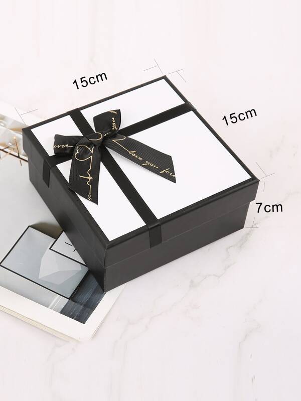 1pc Bow Decor Gift Box, Modern Paper Gift Wrapping Box For Party ...