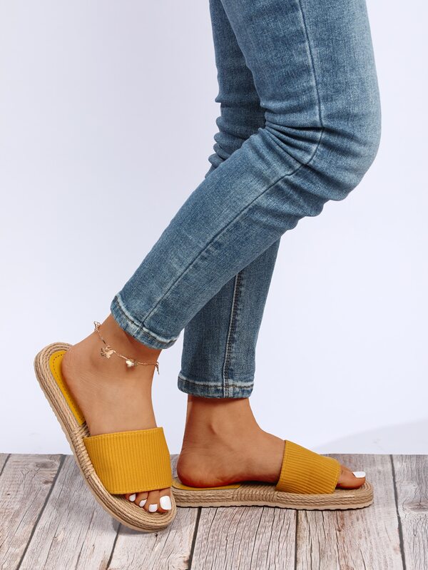 Women Single Band Slides, Vacation Outdoor Polyester Slides | SHEIN USA