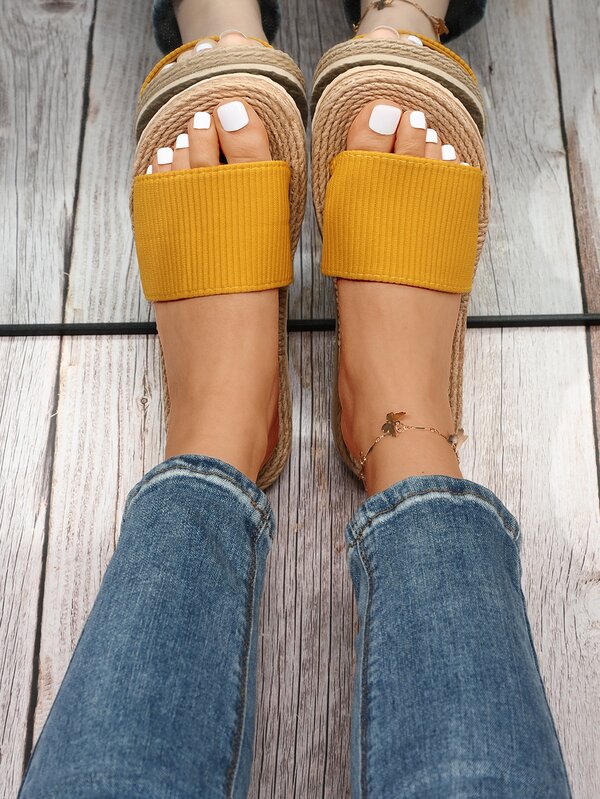 Women Single Band Slides, Vacation Outdoor Polyester Slides | SHEIN USA