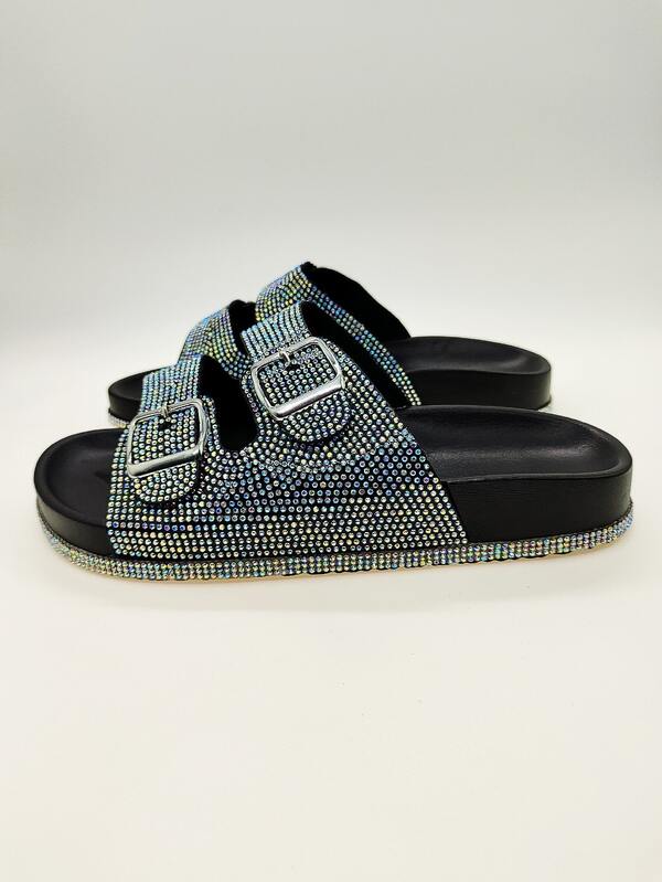 Women Rhinestone & Buckle Decor Slides, Glamorous Slides | SHEIN USA