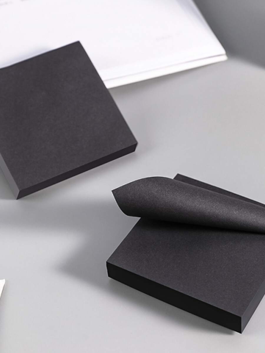 50pcs Black Minimalist Sticky Notes, Cute Solid Color Memo Pad For ...