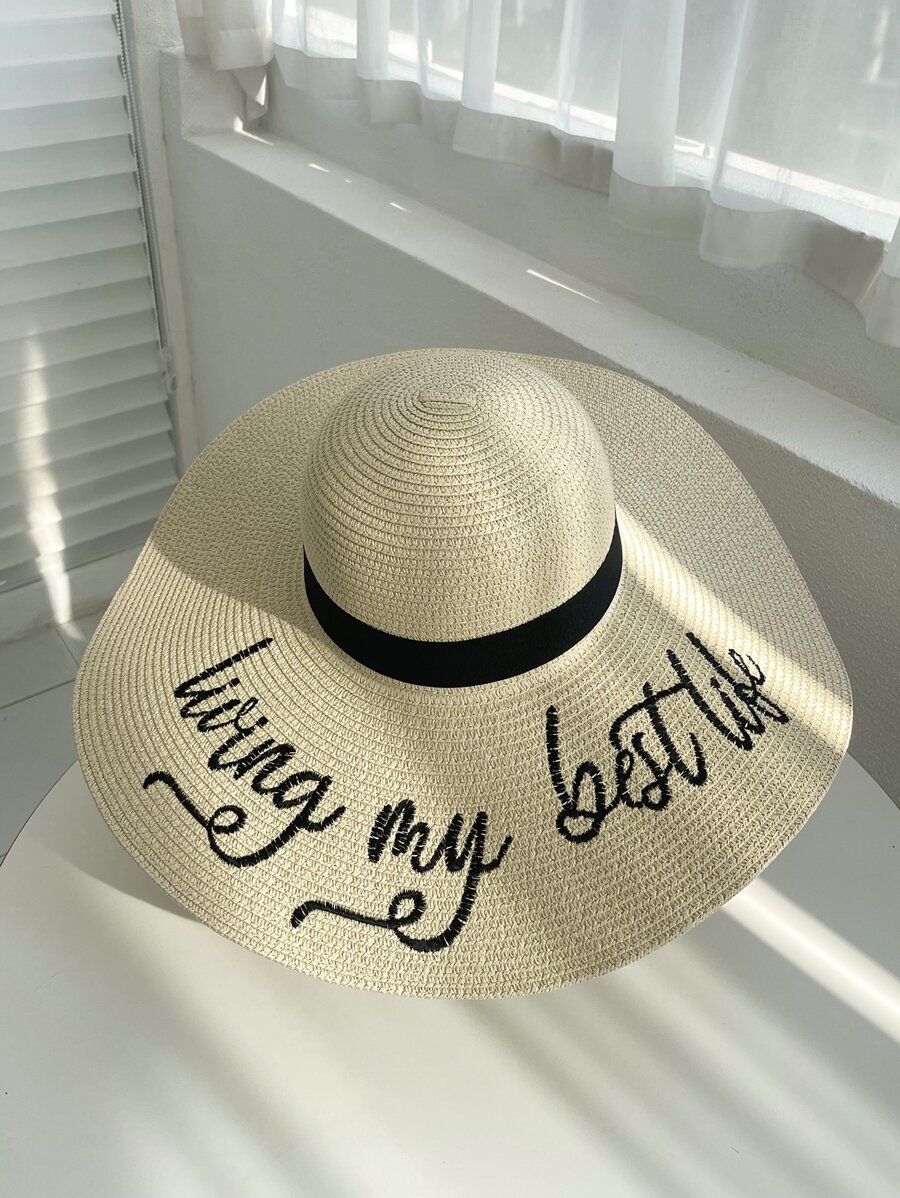Letter Embroidered Straw Hat | SHEIN USA