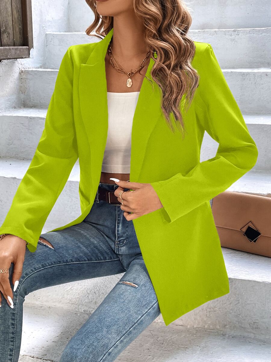 Chiquease Lapel Neck Open Front Blazer | SHEIN USA