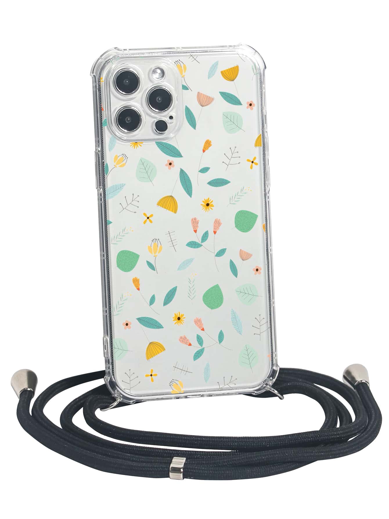 Leaf Pattern Clear Phone Case With Lanyard | SHEIN USA